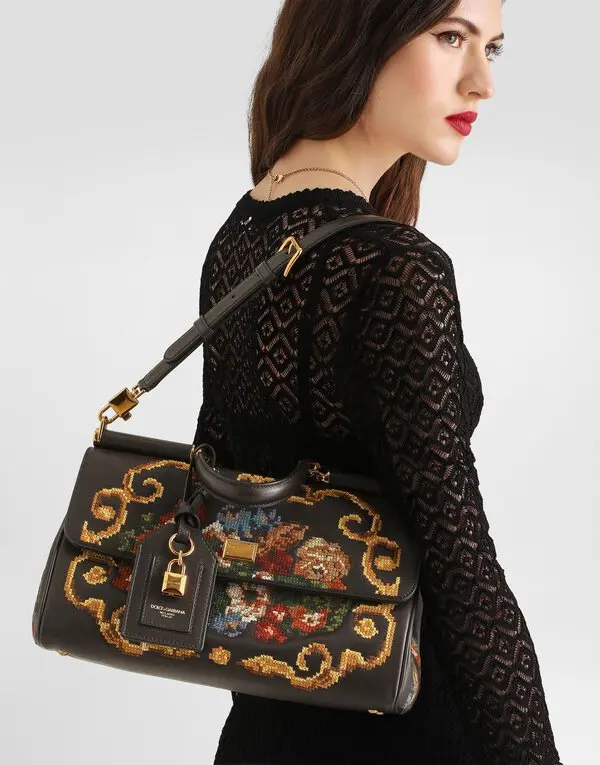 Dolce & Gabbana Medium My Sicily Handbag With Fine Stitch Embroidery - Multicolor