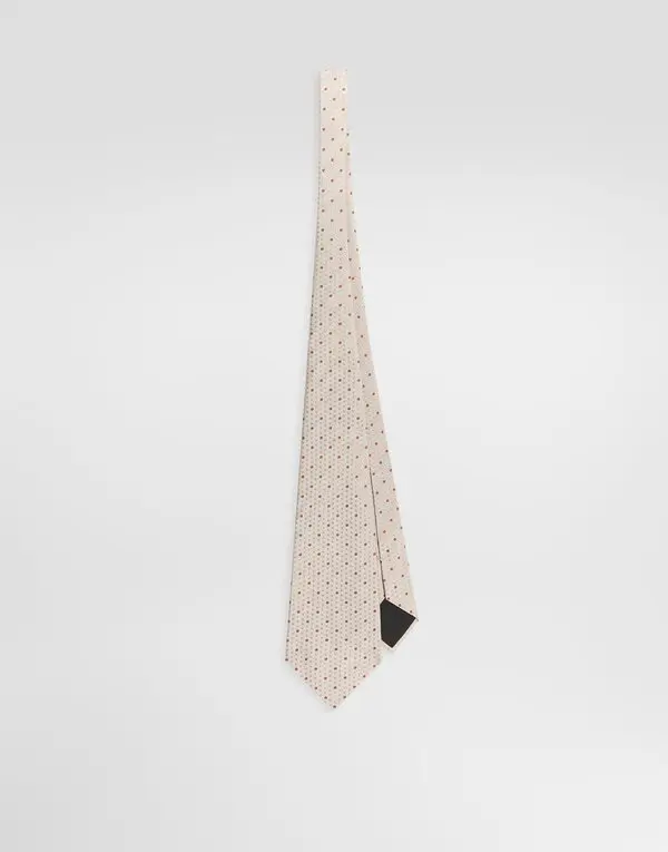 Dolce & Gabbana Polka Dot Jacquard Tie - Beige
