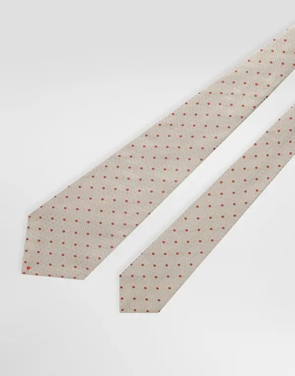 Dolce & Gabbana Polka Dot Jacquard Tie - Beige