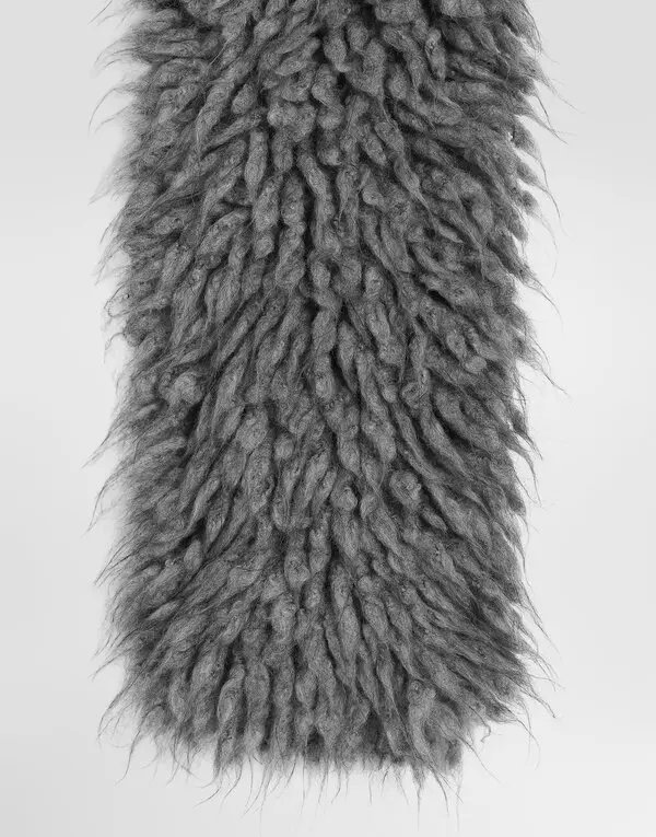 Dolce & Gabbana Knitted Scarf With Fur - Grey