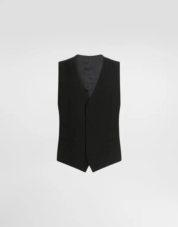 Dolce & Gabbana Single-breasted Striped Wool Jacquard Vest