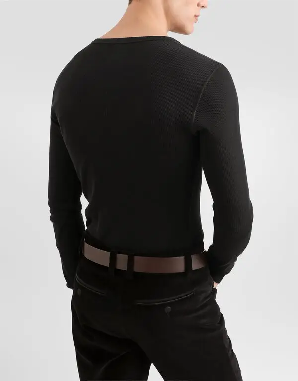 Dolce & Gabbana Serafino T-shirt In Ribbed Cotton