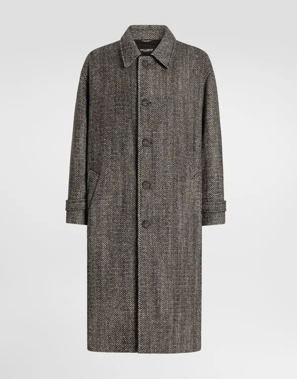 Dolce & Gabbana Single-breasted Wool Blend Chevron Coat