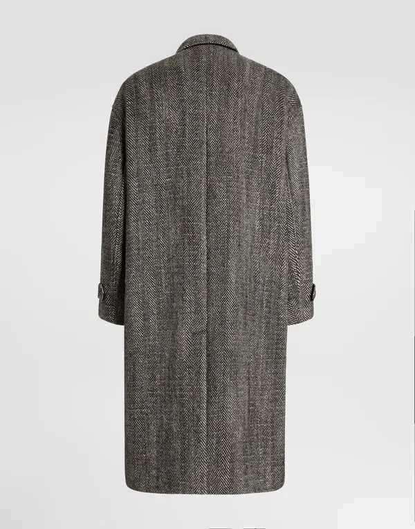 Dolce & Gabbana Single-breasted Wool Blend Chevron Coat
