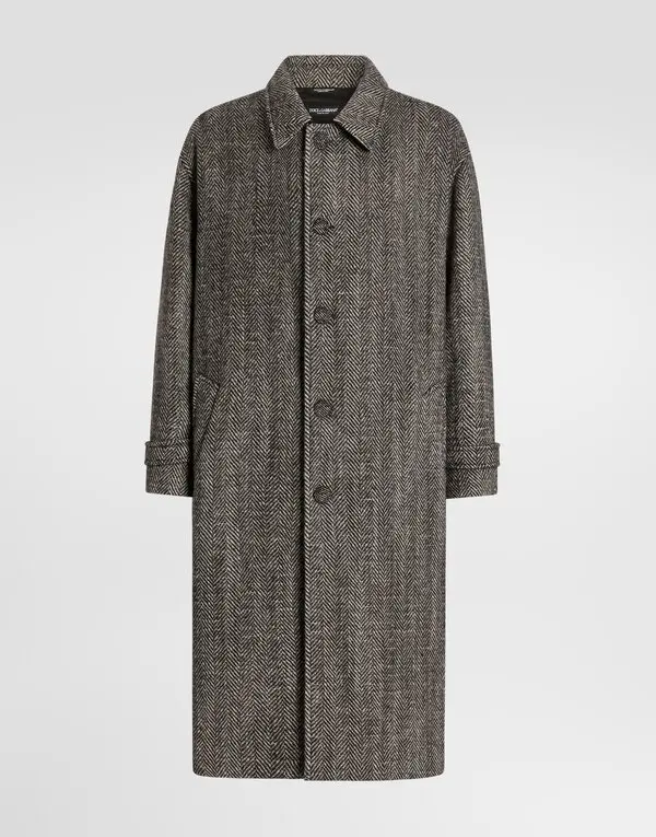 Dolce & Gabbana Single-breasted Wool Blend Chevron Coat - Multicolor