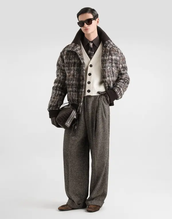 Dolce & Gabbana Mohair Blend Check Bomber Jacket