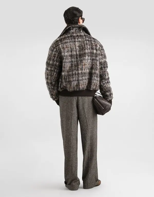 Dolce & Gabbana Mohair Blend Check Bomber Jacket