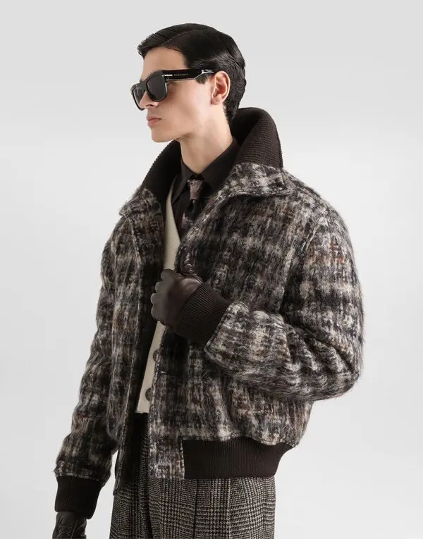 Dolce & Gabbana Mohair Blend Check Bomber Jacket
