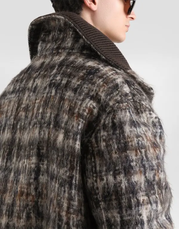 Dolce & Gabbana Mohair Blend Check Bomber Jacket