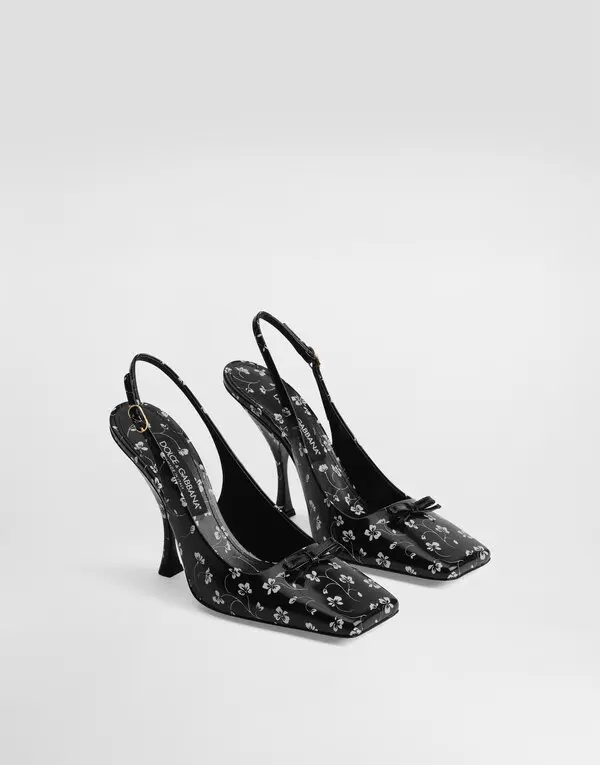 Dolce & Gabbana Floral-print Calfskin Slingback