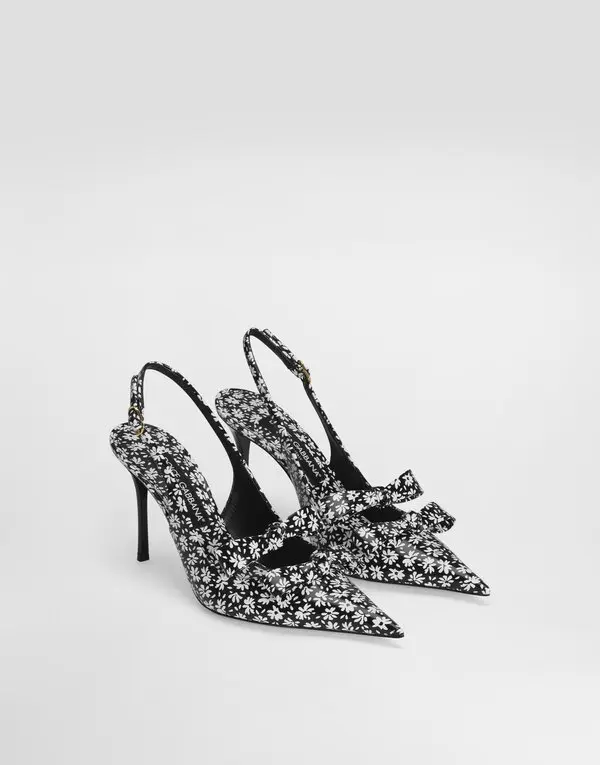 Dolce & Gabbana Floral-print Calfskin Slingback