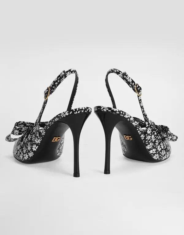 Dolce & Gabbana Floral-print Calfskin Slingback