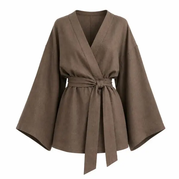 IDYLLO Linen Mini Kimono Dress