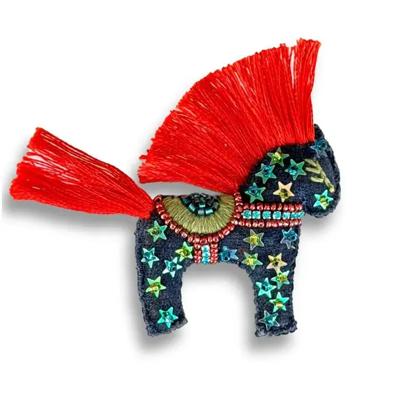 VETKA Handmade Horse Brooch- Aurora - Blue