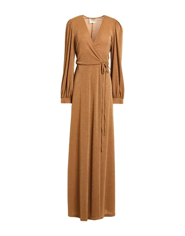 Momoni Maxi Dress Camel Size Polyester, Viscose, Polyamide, Metallic Polyester, Elastane