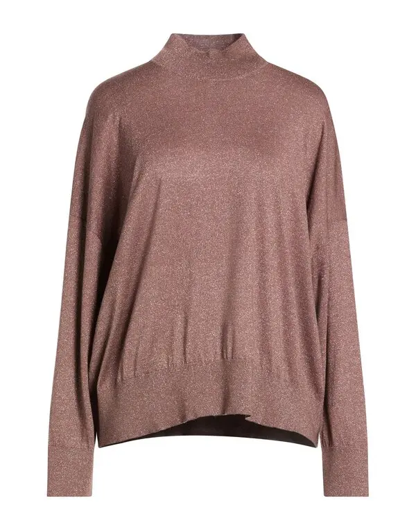 Brunello Cucinelli Turtleneck Light Brown Size Cashmere, Silk, Polyamide, Metallic Polyester