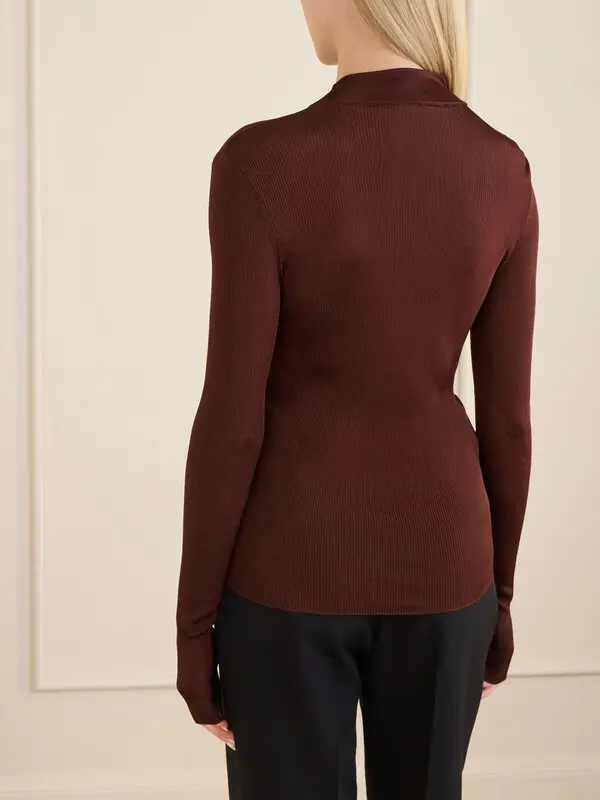 Saint Laurent Cassandre Logo-hardware Silk Knit Top