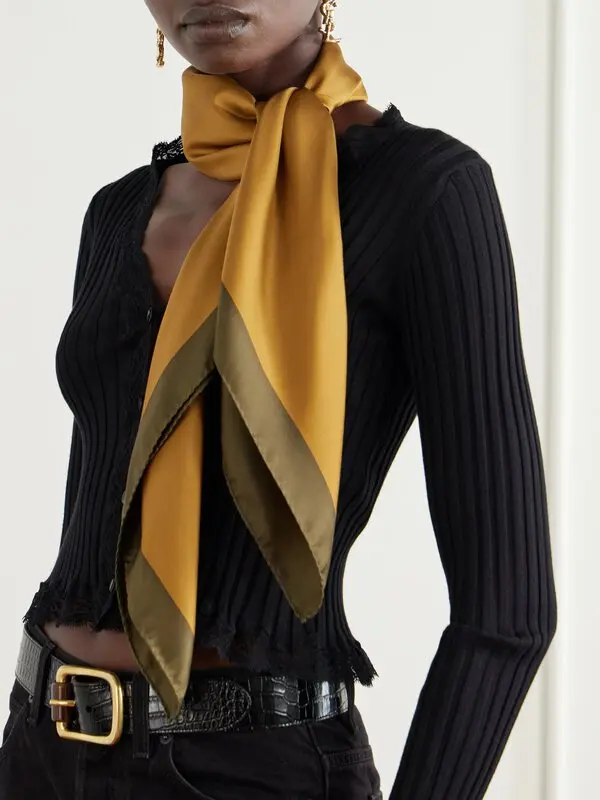 Saint Laurent Cassandre-printed Silk-twill Scarf