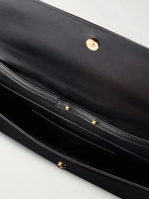 Saint Laurent Kate Cassandre-embellished Patent-leather Clutch