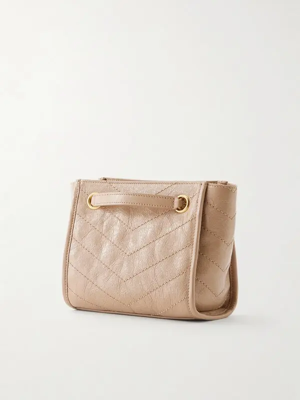 Saint Laurent Niki Matelassé Crinkled-leather Shoulder Bag
