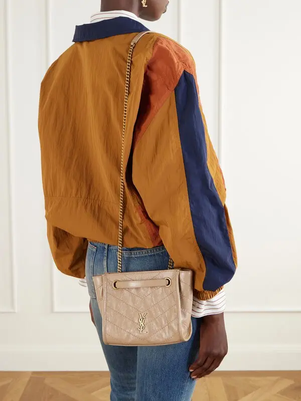 Saint Laurent Niki Matelassé Crinkled-leather Shoulder Bag