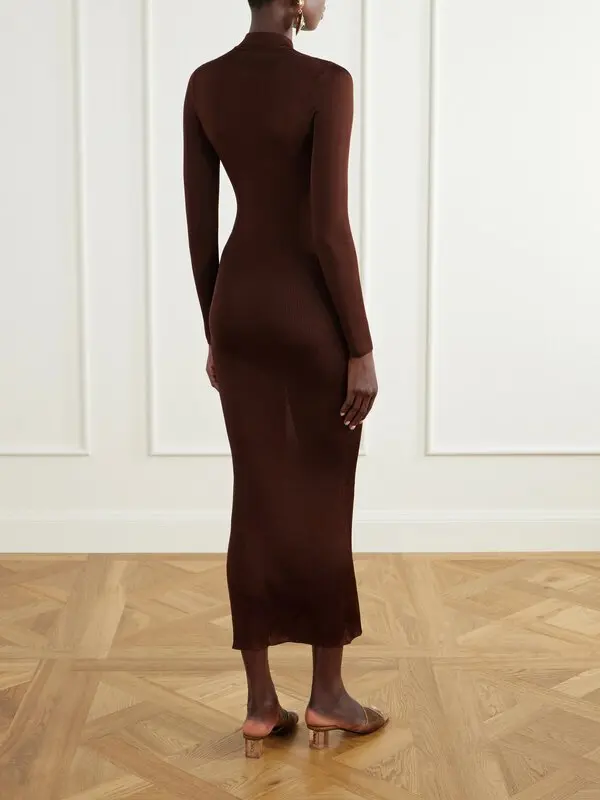 Saint Laurent Cassandre-embellished Silk Midi Dress