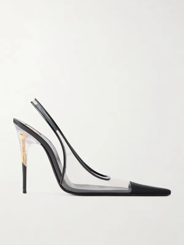 Saint Laurent Romy 110 Crepe-satin Trimmed Tpu Slingback Pumps