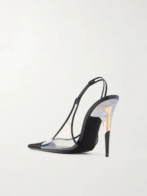 Saint Laurent Romy 110 Crepe-satin Trimmed Tpu Slingback Pumps