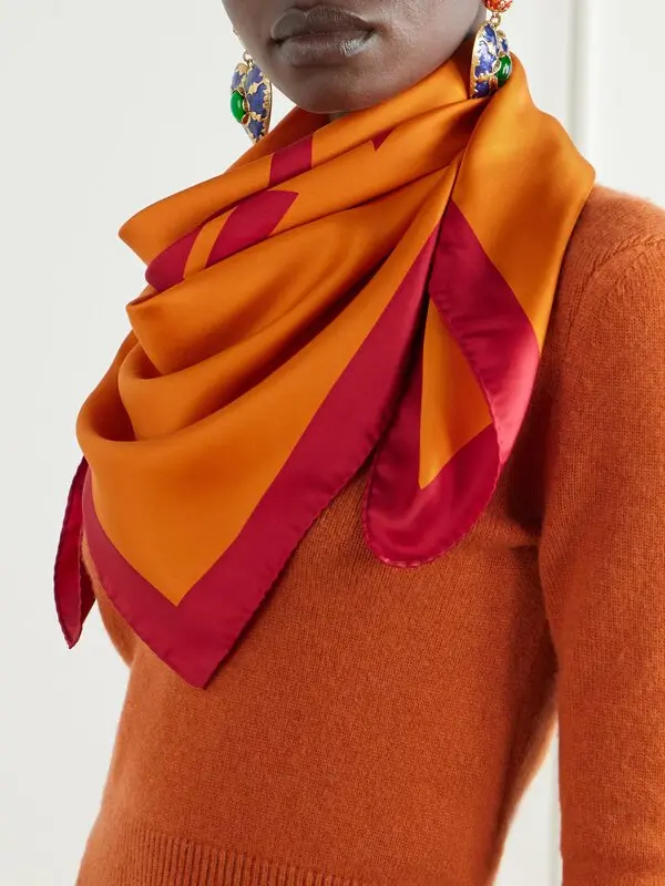 Saint Laurent Cassandre-printed Silk-twill Scarf