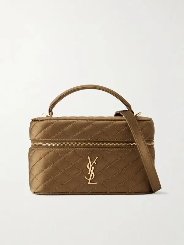 Saint Laurent Gaby Satin Shoulder Bag - Brown