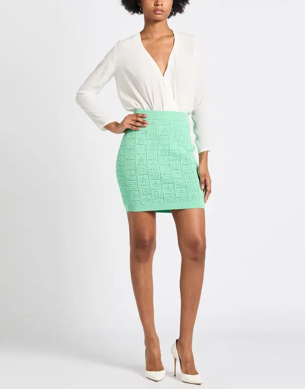 Balmain Mini Skirt Light Size Viscose, Polyester