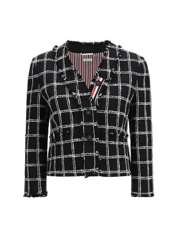 Thom Browne Checked Tweed Cardigan Jacket
