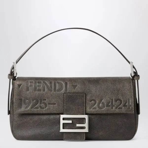 Fendi Baguetteâ® 26424 Leather Stencil Print Bag - Black