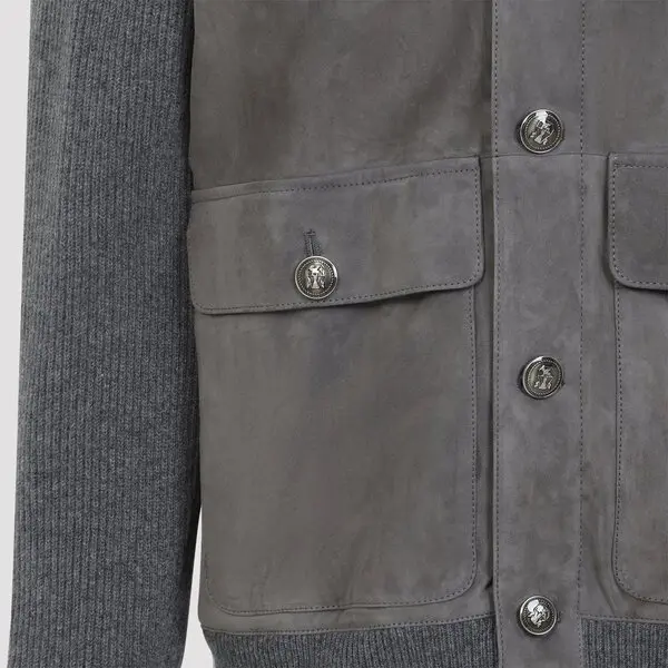 Brunello Cucinelli Padded Leatherjacket - Gray