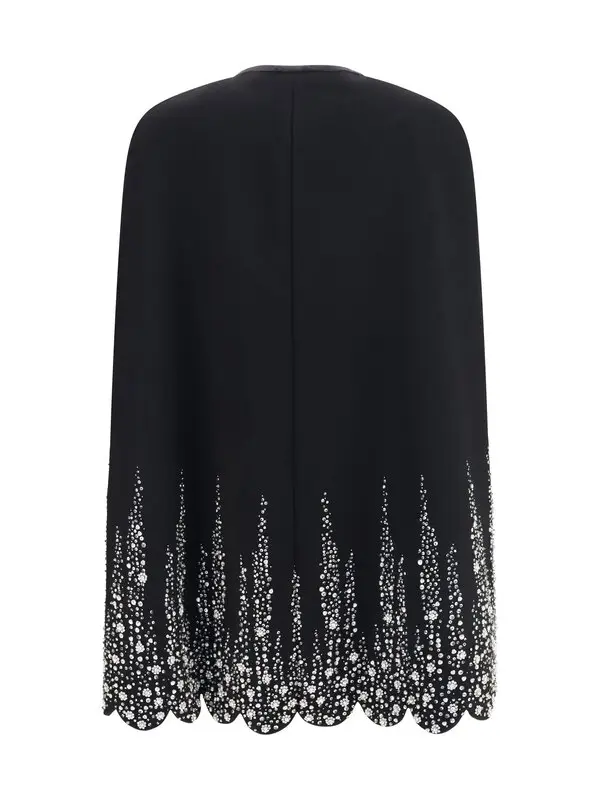 Valentino Garavani Compact Drap Cape With Degradé Rhinestone Embroidery