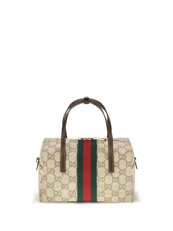 Gucci Mini Boston Handbag With Web Stripe - Cream