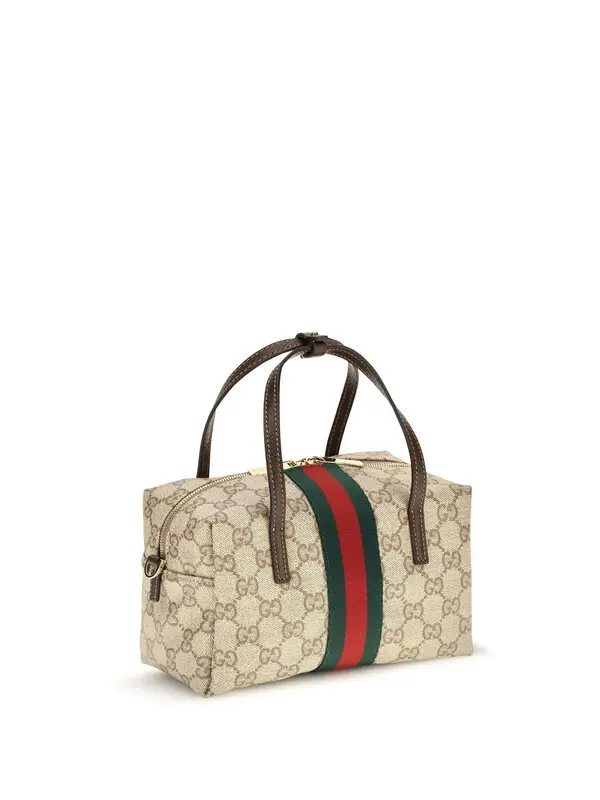 Gucci Mini Boston Handbag With Web Stripe - Cream