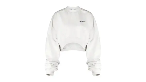 Off-White Off For All Helv Cropped Over Crewneck Sweatshirt