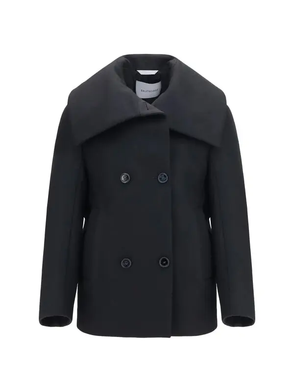 Balenciaga Structured High-neck Peacoat - Black