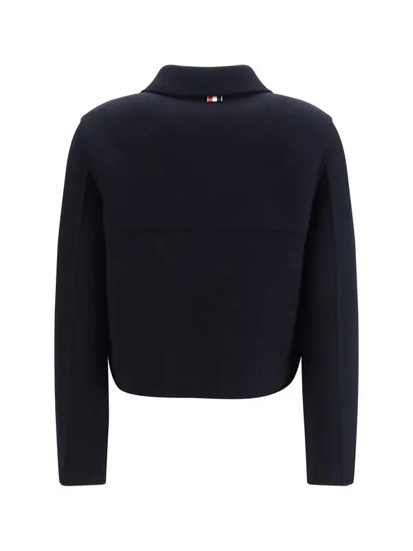 Thom Browne Cropped Virgin Wool Jacket - Blue