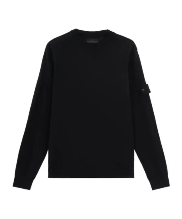 Stone Island Logo Patch Crewneck Jumper - Black