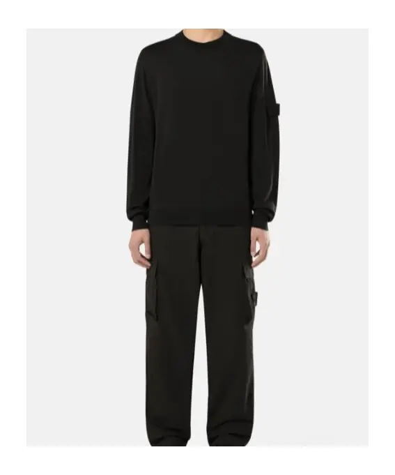 Stone Island Logo Patch Crewneck Jumper - Black