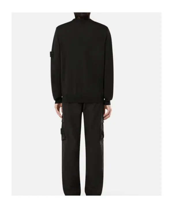 Stone Island Logo Patch Crewneck Jumper - Black