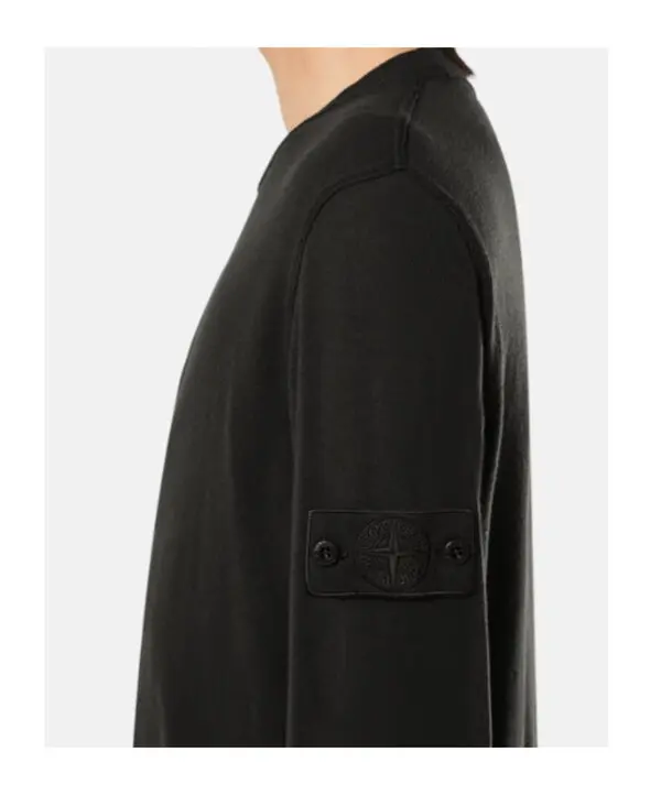 Stone Island Logo Patch Crewneck Jumper - Black