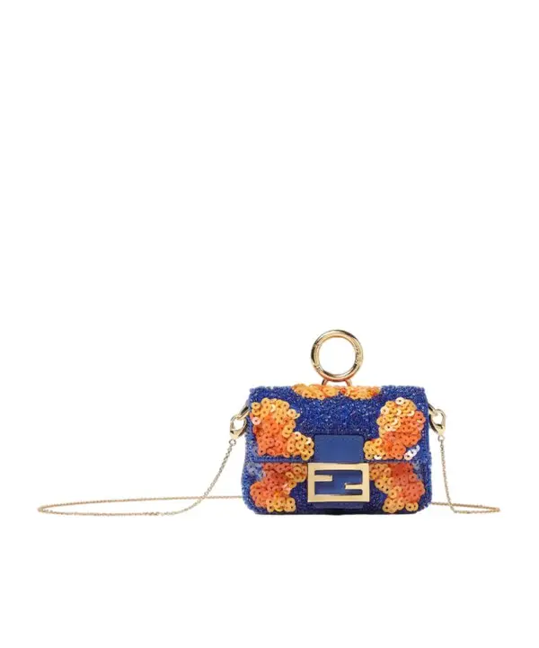 Fendi Beads And Sequin Charm With Floral Embroidery - Multicolour