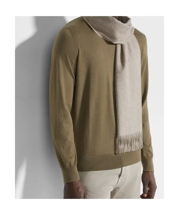 Zegna Oasi Fringed Edge Scarf - Beige
