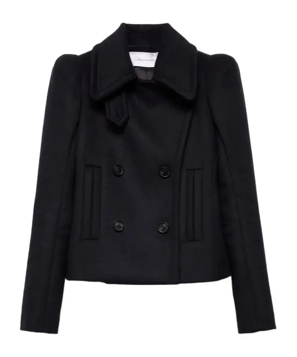 7 For All Mankind Double-breasted Wool Coat With Structured Shoulders