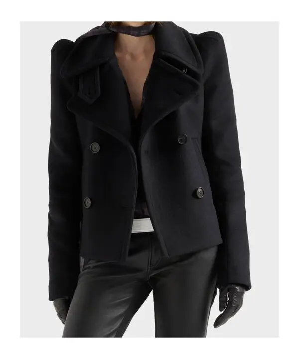 7 For All Mankind Double-breasted Wool Coat With Structured Shoulders