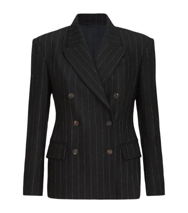 Brunello Cucinelli Virgin Wool-blend Sequin Pinstripe Blazer