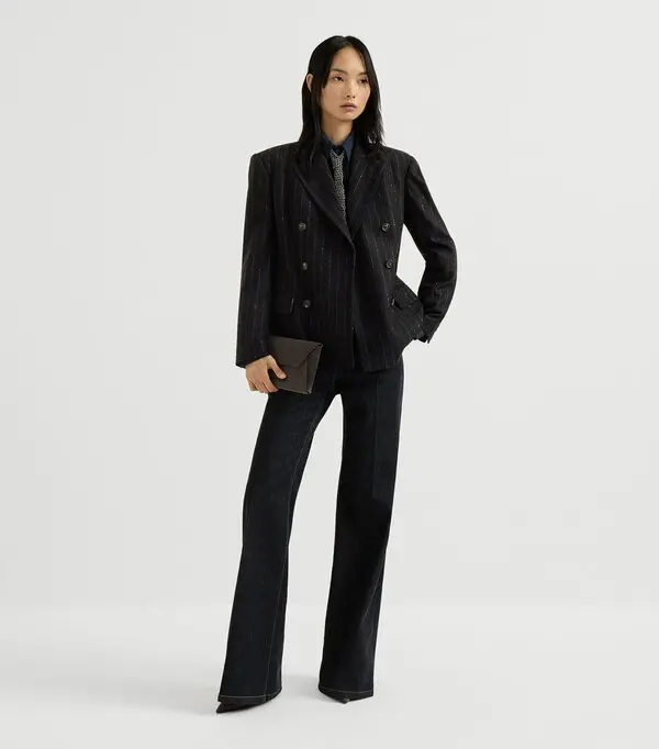 Brunello Cucinelli Virgin Wool-blend Sequin Pinstripe Blazer